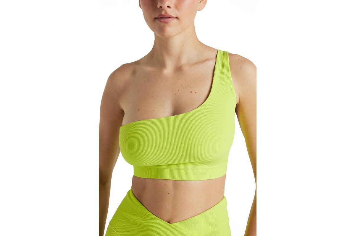 Click here for Electric Yoga Womens One Shoulder Rib Bra - Lime p... prices