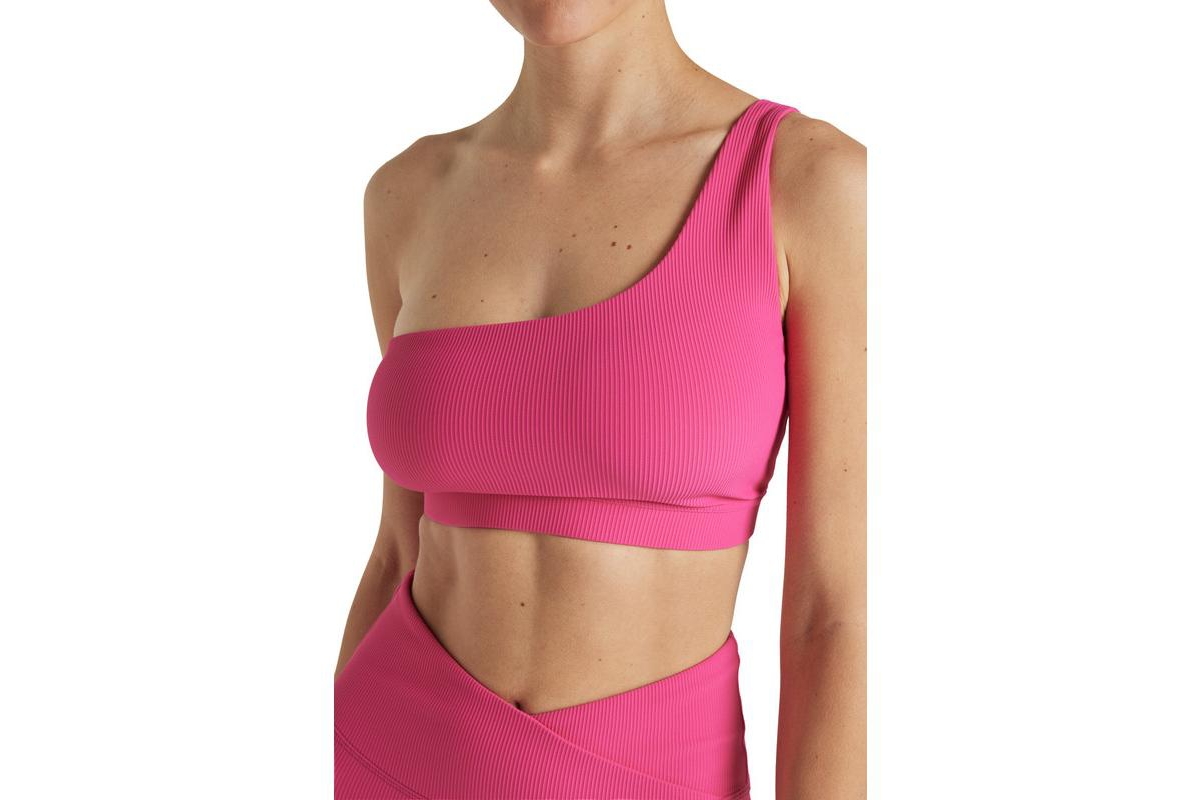 Electric Yoga Womens One Shoulder Rib Bra - Pink yarrow