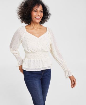 I.N.C. International Concepts Women's Clip-Dot Blouse, Created for Macy ...