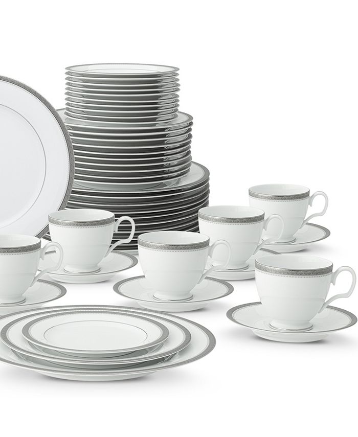 Noritake Charlotta Platinum 60 Piece Dinnerware Set, Service for 12 ...