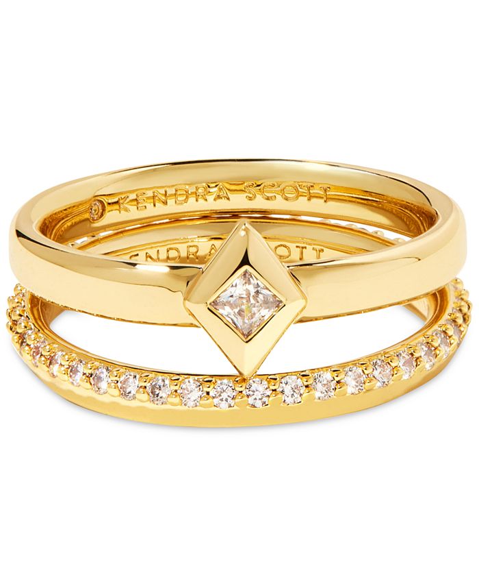 Kendra Scott 14k Gold-Plated 2-Pc. Set Pavé & Diamond-Shape Crystal ...