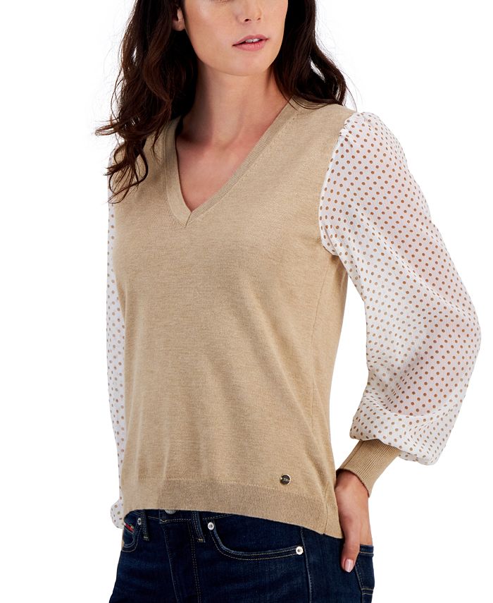 Tommy Hilfiger Women's Dandy Dot V-Neck Sweater - Macy's