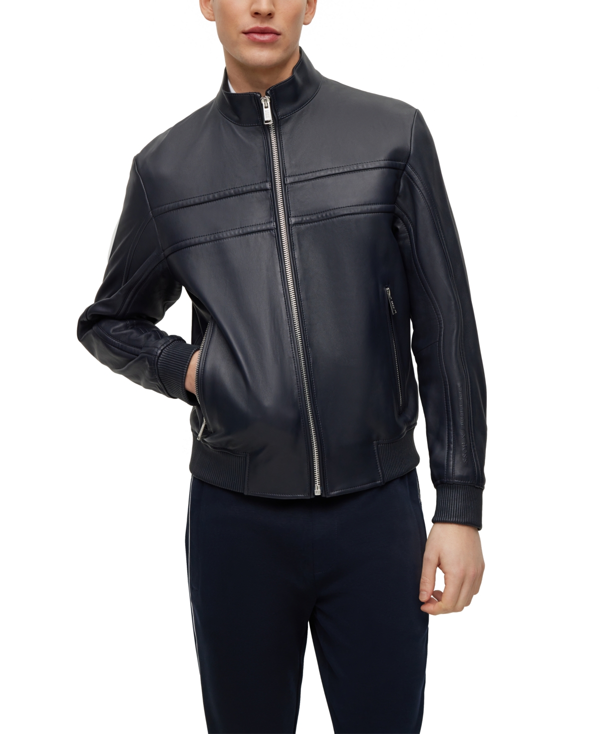 Hugo Boss Boss By Men's Porsche X Boss Nappa-leather Jacket In Dark ...