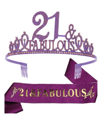 21st Birthday Sash and Tiara Set for Women - Glitter Sash and Fabulous ...