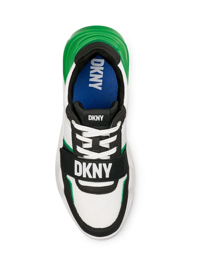 DKNY Men's Mixed Media Runner with Front Logo Strap Sneakers - Macy's