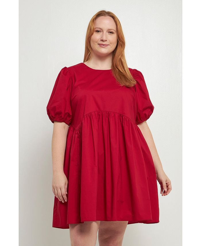 English Factory Plus Size Asymmetrical Baby doll Mini with Back ...