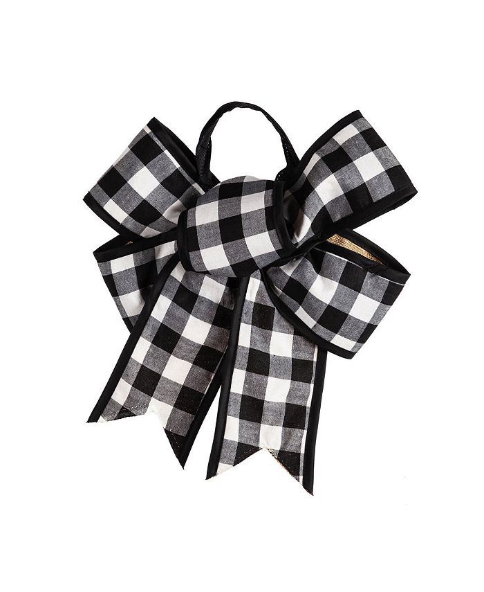 Evergreen Black and White Buffalo Plaid Door Tag Bow - Macy's