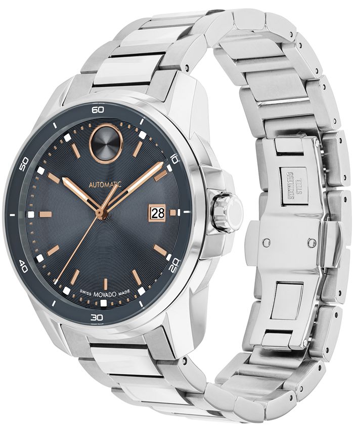 Movado Men's Bold Verso Swiss Automatic Silver Tone Stainless Steel ...