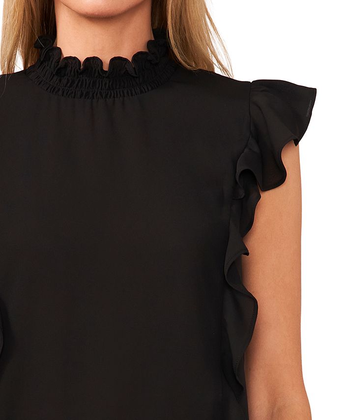 CeCe Women's Mock Neck Ruffle-Trim Blouse - Macy's