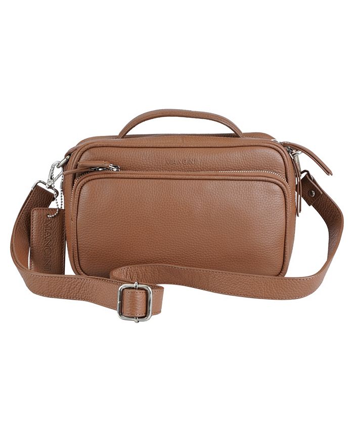 Mancini Pebbled Collection Julianna Leather Crossbody Satchel Bag - Macy's