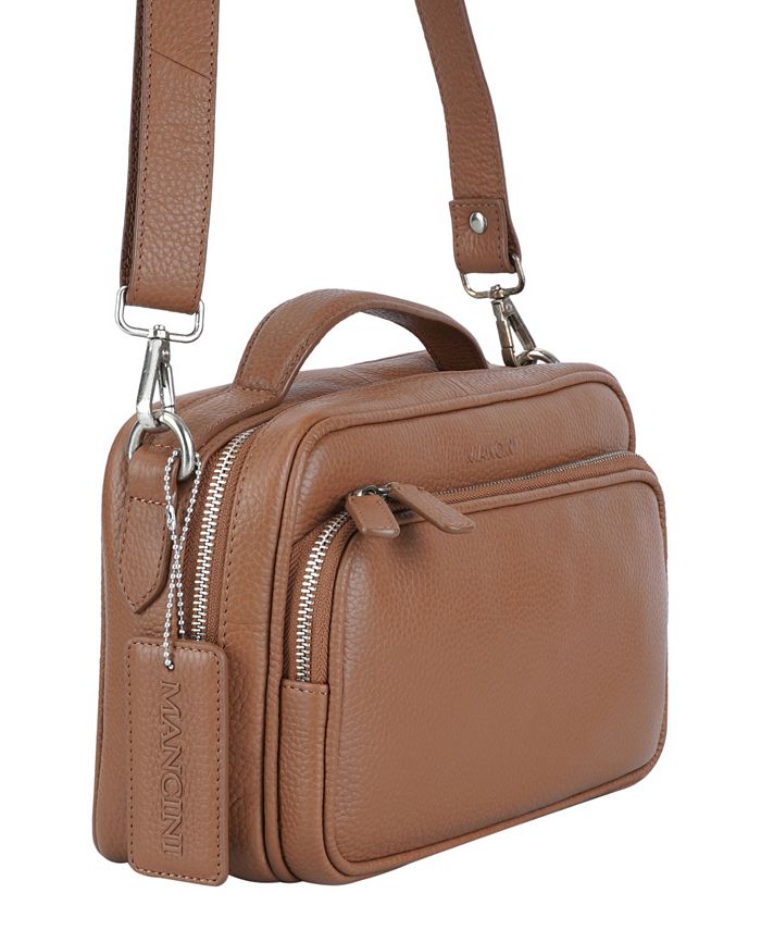 Mancini Pebbled Collection Julianna Leather Crossbody Satchel Bag - Macy's