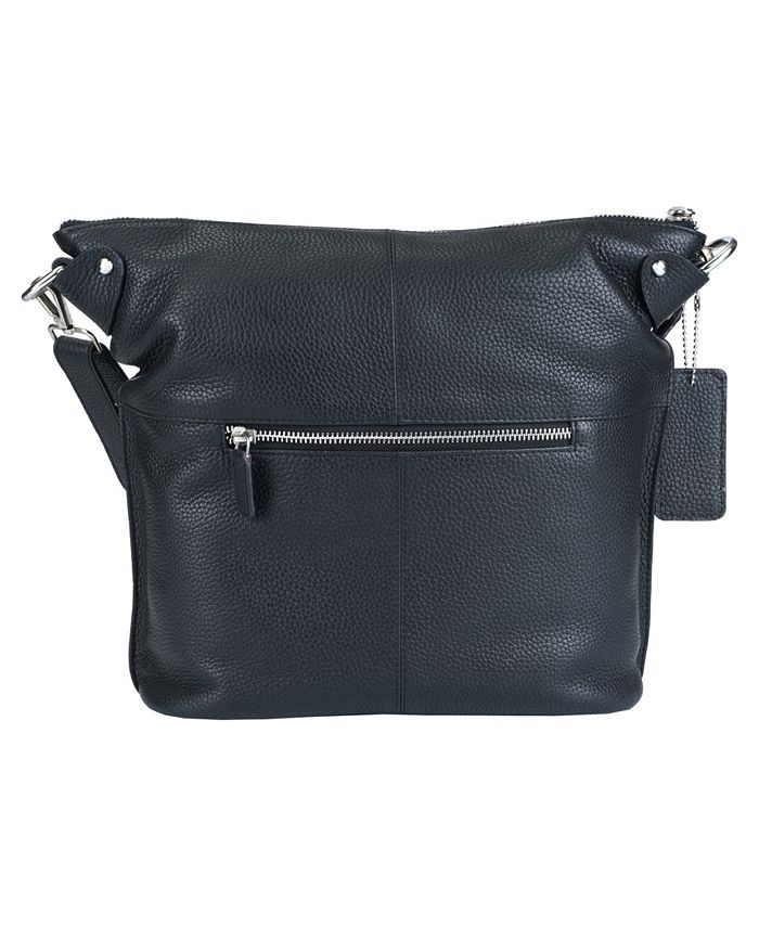 Mancini Pebbled Collection Susan Leather Crossbody Hobo Bag - Macy's