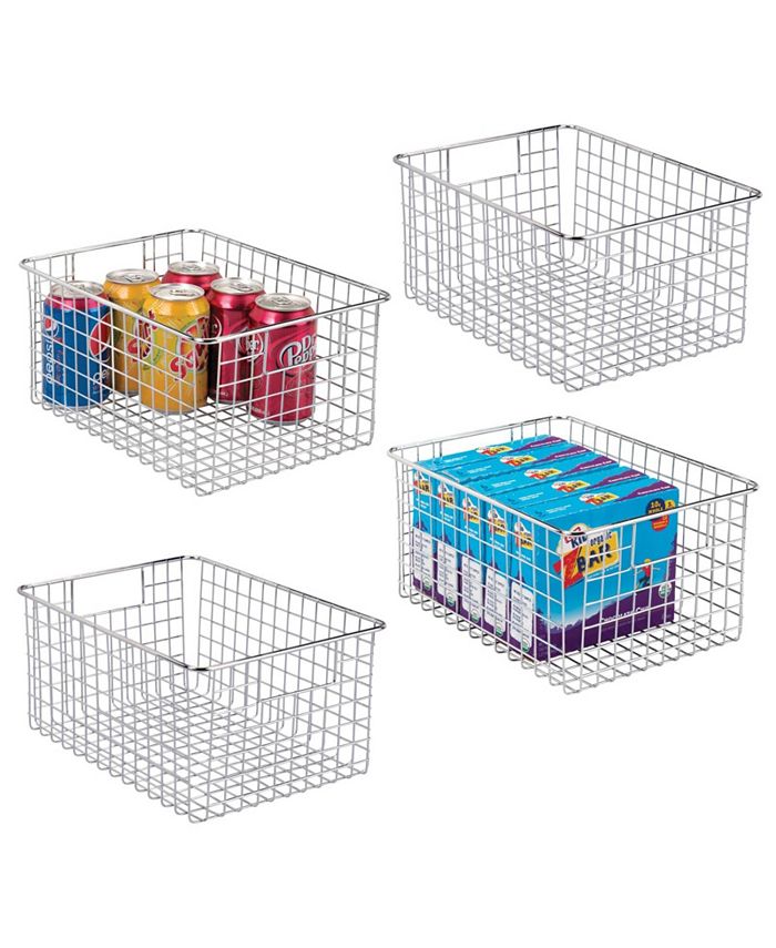 mDesign Metal Wire Food Organizer Basket with Built-In Handles, Small ...