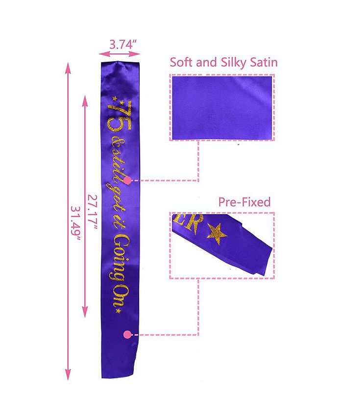 Meant2tobe 75th Birthday Sash and Tiara for Women - Elegant Glitter Sash with Stars and Metal ...