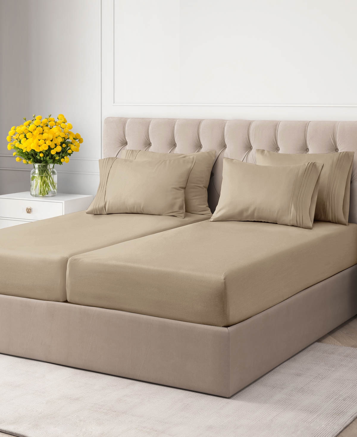 Click here for 7 Piece Microfiber Solid Sheet Set - Split King -... prices
