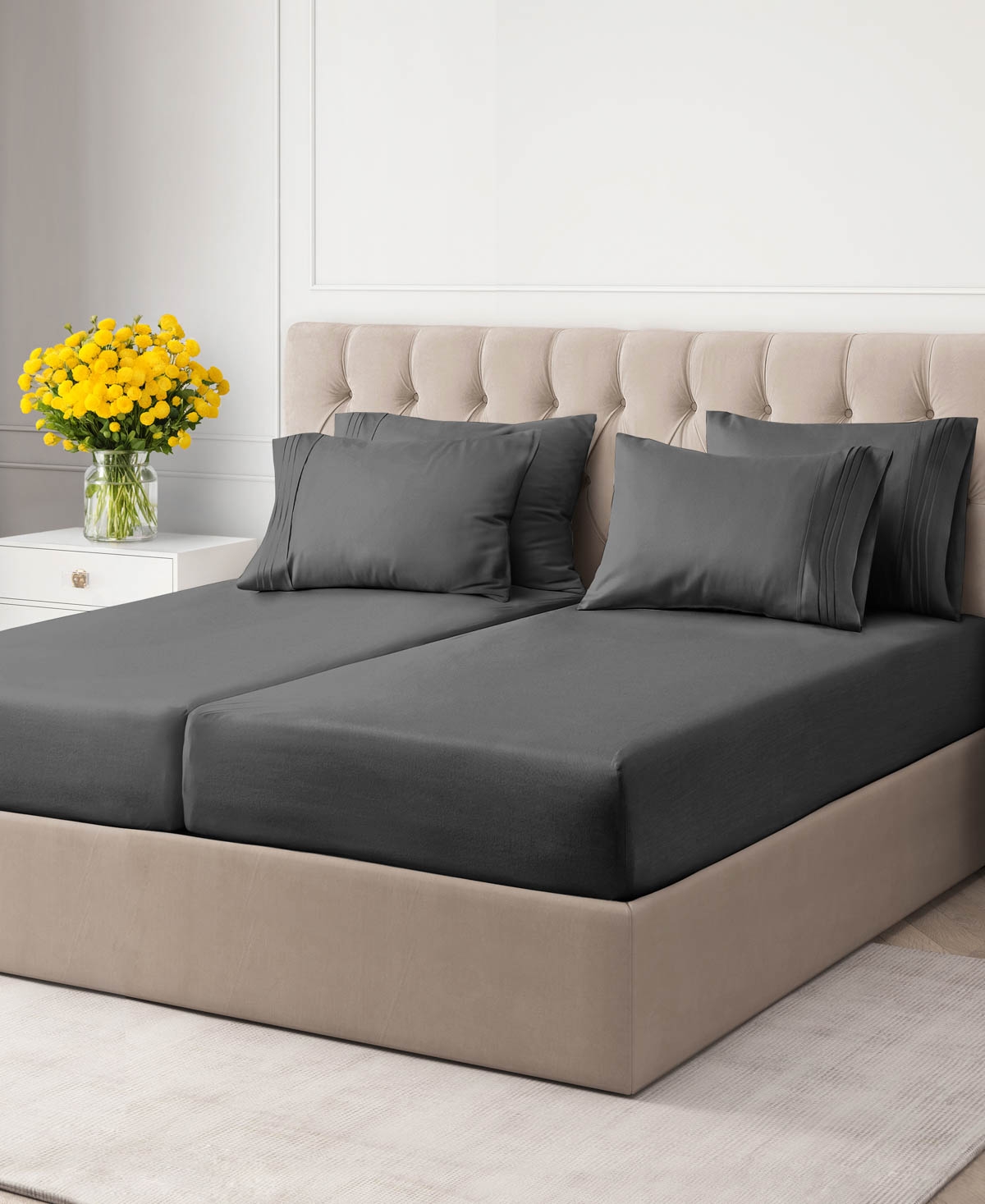 Click here for 7 Piece Microfiber Solid Sheet Set - Split King -... prices