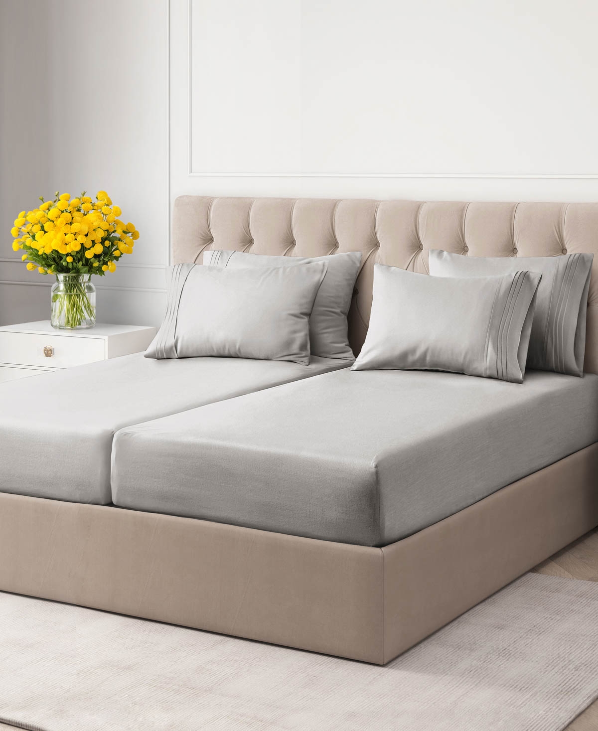 Click here for 7 Piece Microfiber Solid Sheet Set - Split King -... prices