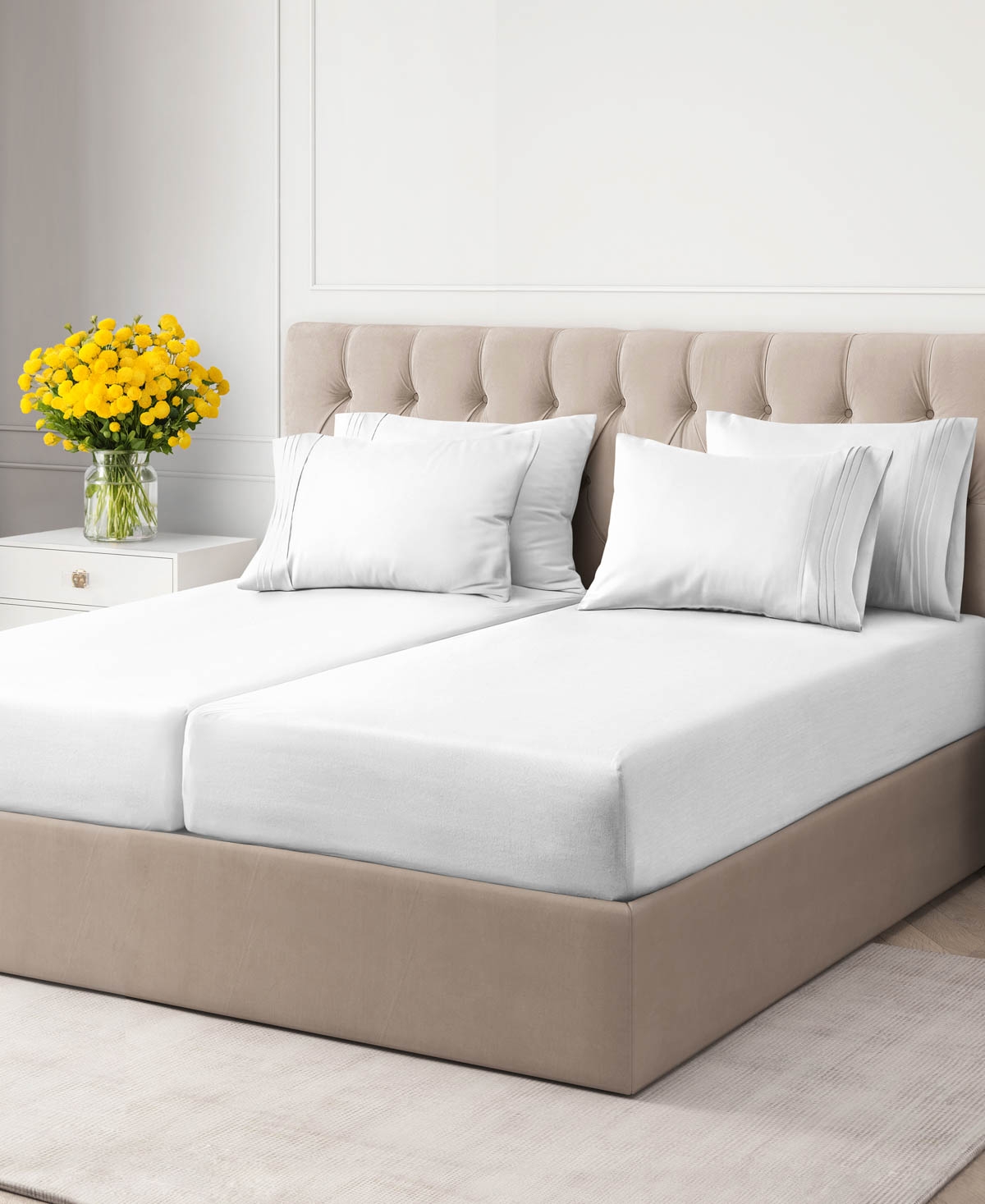 Click here for 7 Piece Microfiber Solid Sheet Set - Split King -... prices