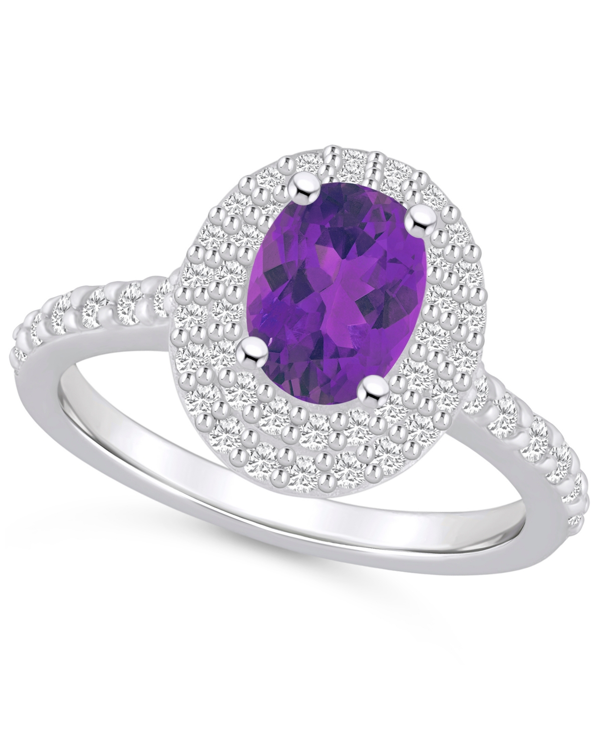 Click here for Amethyst and Diamond Halo Ring - Amethyst prices