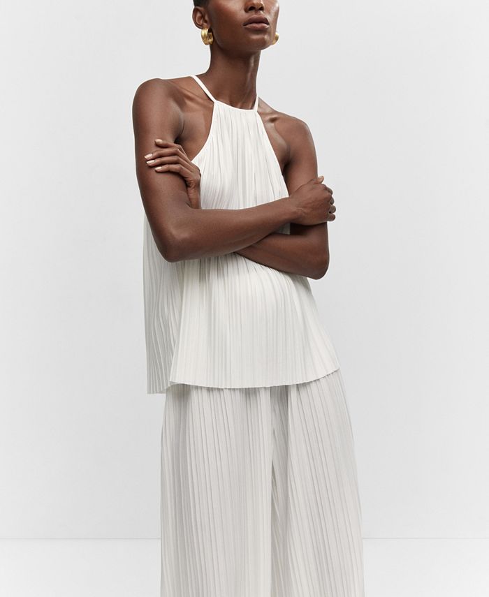 MANGO Women's Pleated Wideleg Pants - Macy's