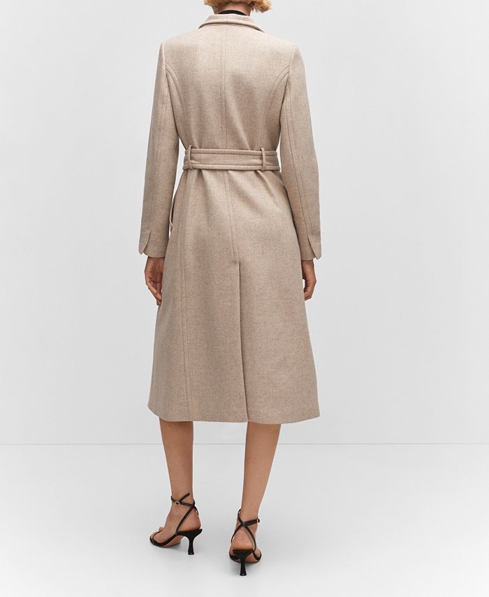 MANGO Women's Belted Woolen Coat - Macy's