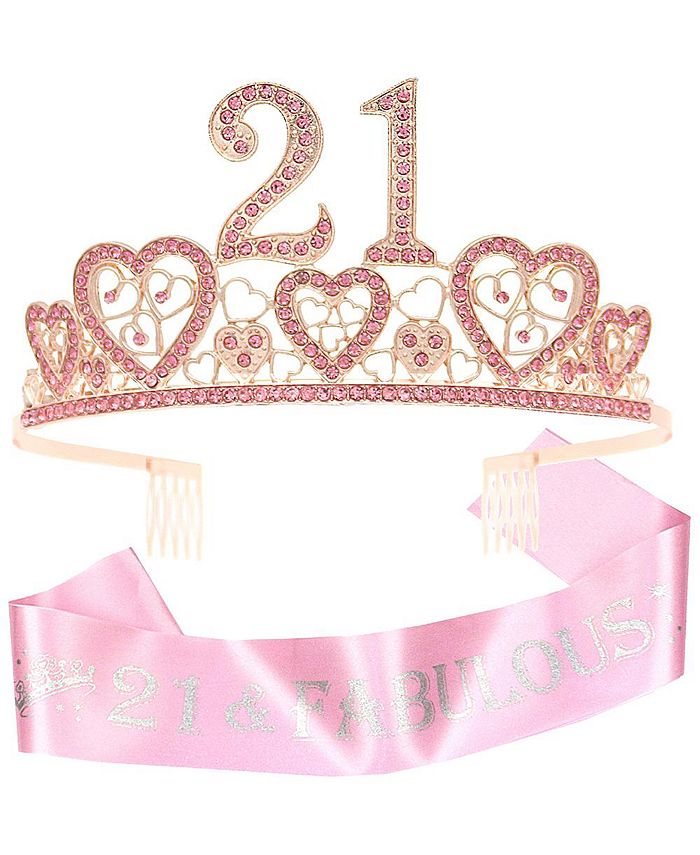 Meant2tobe 21st Birthday Sash and Tiara Set for Women - Glitter Sash ...