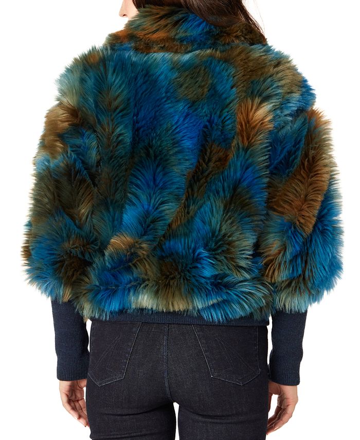 ADRIENNE LANDAU Women's Faux-Fur Multi-Color Bomber Jacket - Macy's