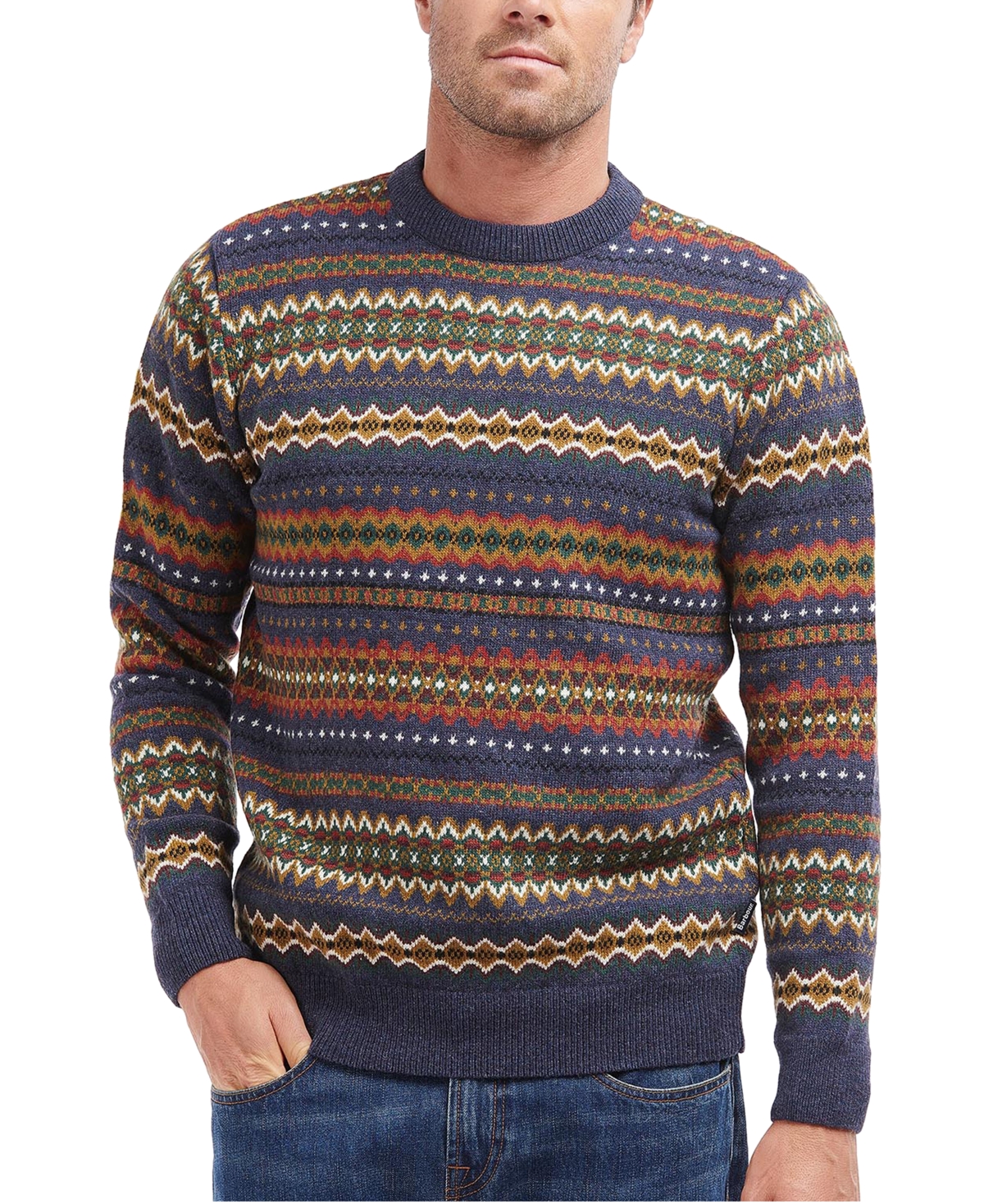Click here for Barbour Mens Case Fair Isle Crewneck Sweater - Nav... prices