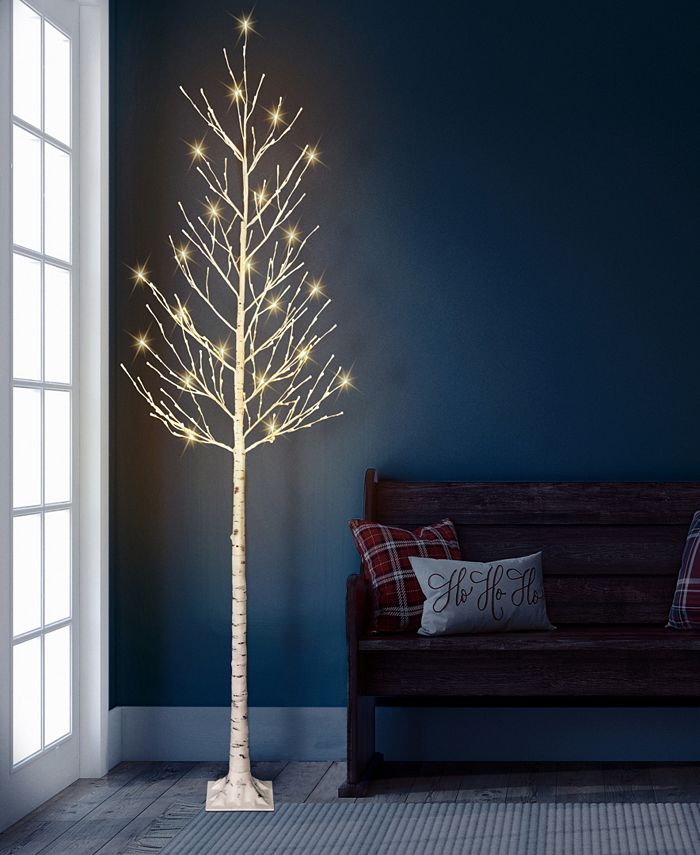 Puleo 8' Pre-Lit Artificial Twig Tree - Macy's
