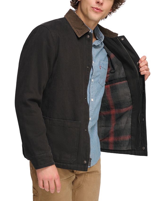 Levi's Men's Plaid-Lined Canvas Chore Jacket - Macy's