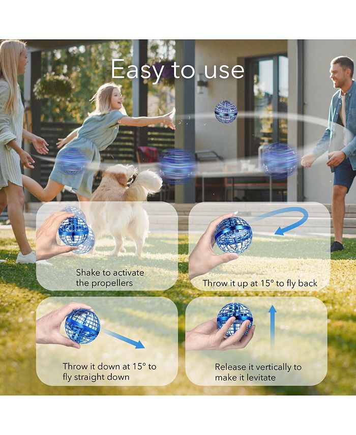 Dartwood Flying Orb Ball Globe-Shaped Mini Drone Hover Ball with LED ...