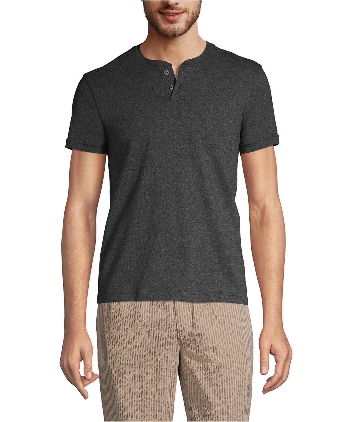 Click here for Lands End Mens Short Sleeve Super-t Henley - Dark... prices
