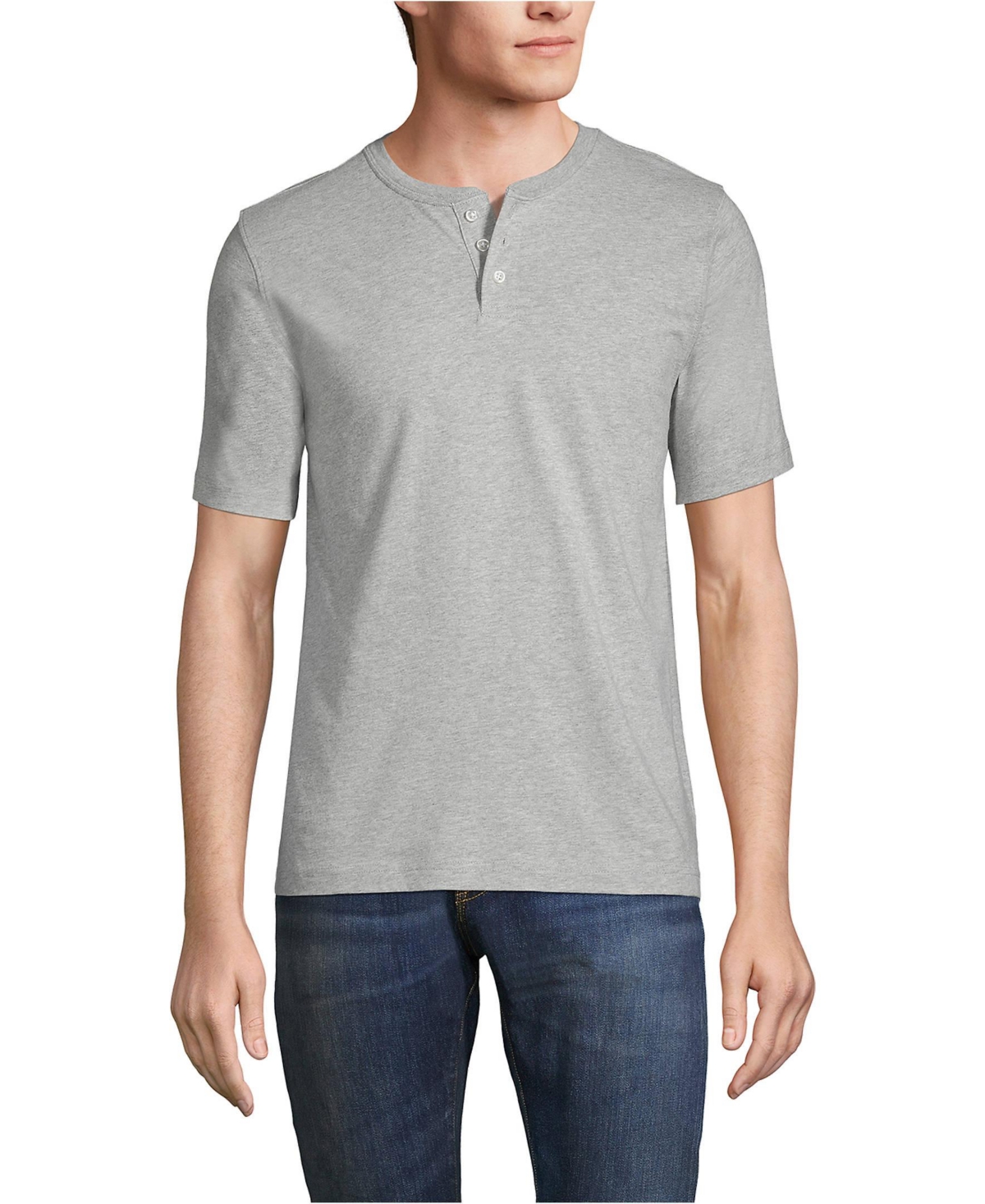 Click here for Lands End Mens Short Sleeve Super-t Henley - Gray... prices