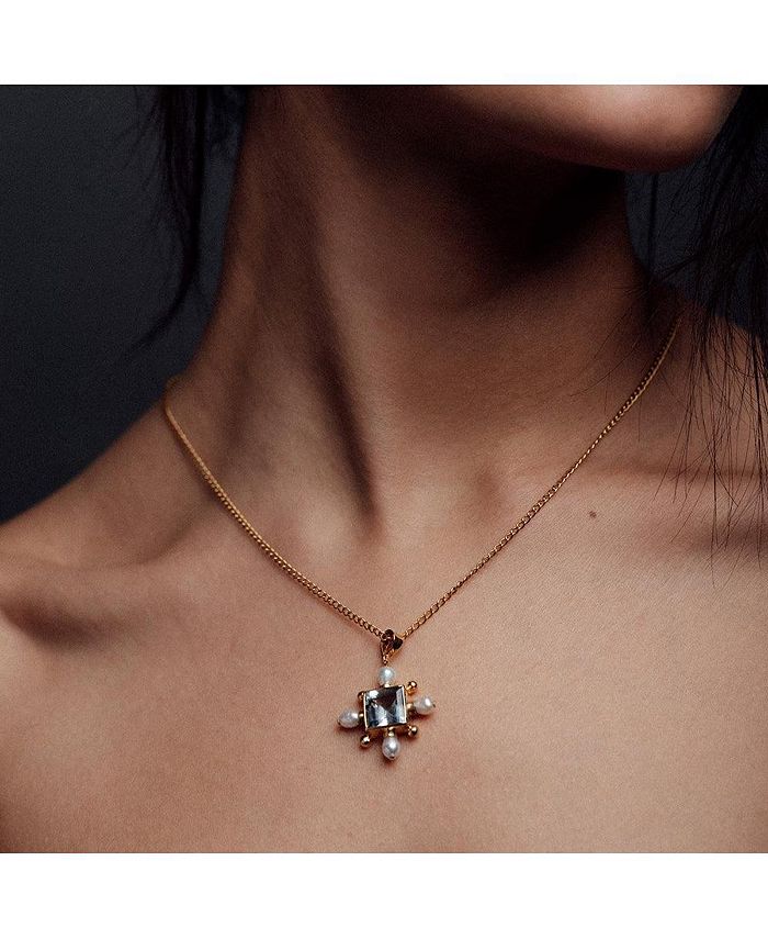 Freya Rose BLUE TOPAZ CROSS NECKLACE - Macy's