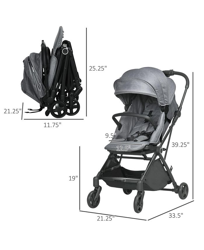 Qaba Foldable Rotating-Seat Toddler & Baby Stroller Wagon with Button ...