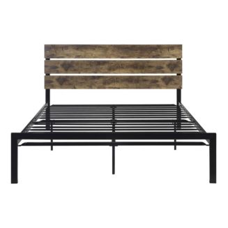 Offex Marshall Collection Metal and Wood Platform Queen Bed - Black ...