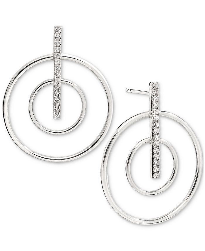 Macys Diamond Circle Drop Earrings 1 4 Ct T W In Sterling Silver
