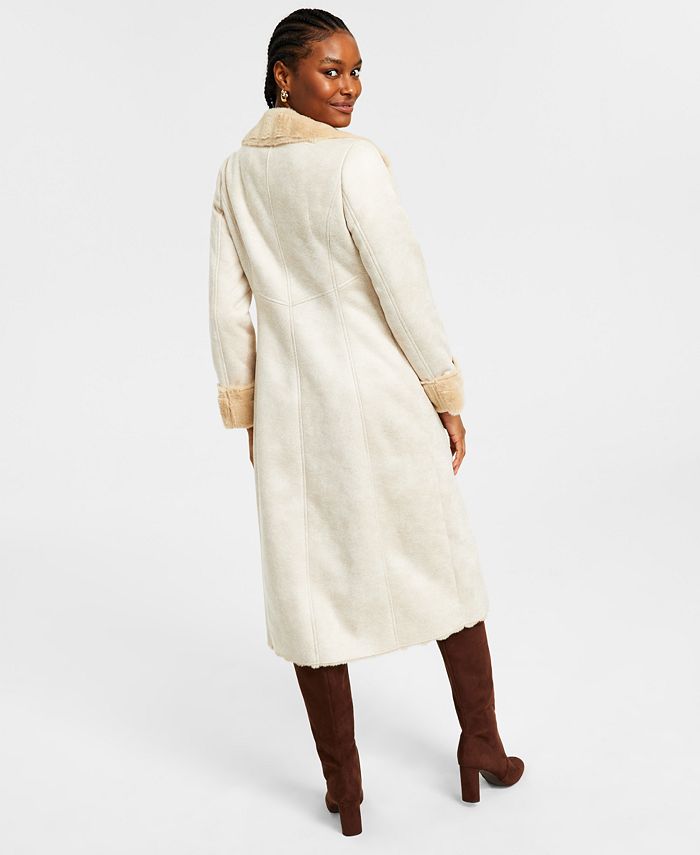Via Spiga Women's Faux-Suede Faux-Fur-Lined Coat - Macy's