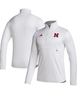 Men's adidas White Nebraska Huskers 2023 Sideline AEROREADY Half-Zip ...