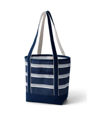Lands' End Medium Print 5 Pocket Open Top Long Handle Canvas Tote Bag ...