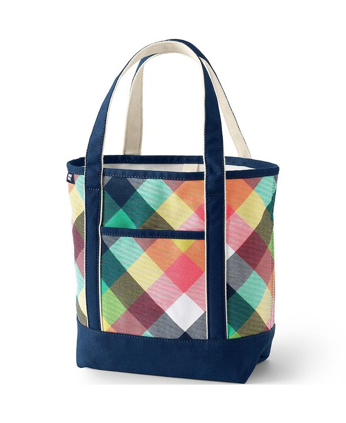 Lands' End Medium Print 5 Pocket Open Top Canvas Tote Bag - Macy's