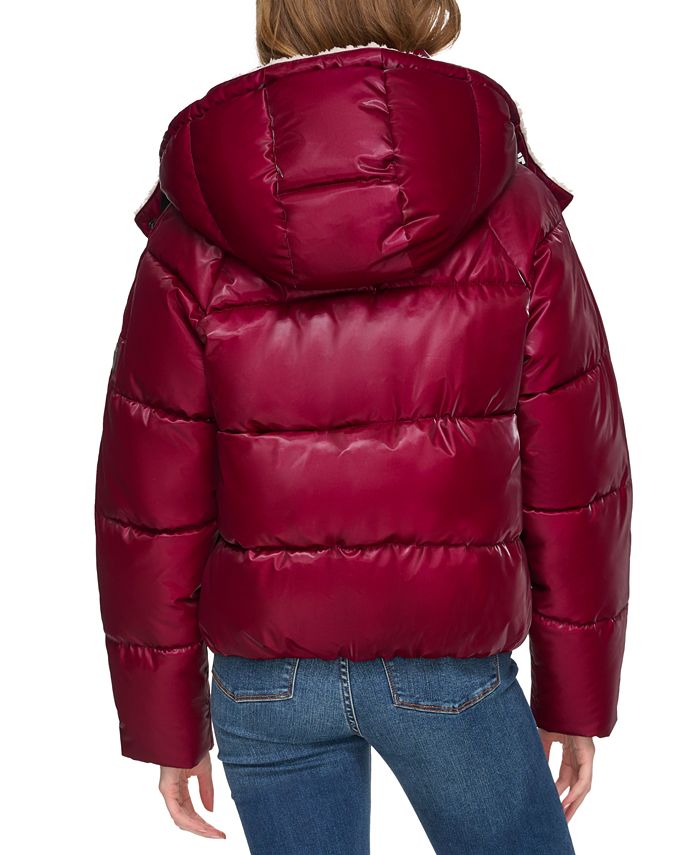 DKNY Jeans Women's Logo-Drawstring Hooded Puffer Jacket - Macy's