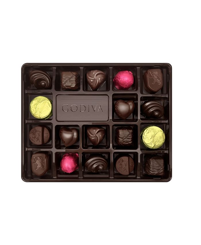 Godiva Assorted Dark Chocolate Gift Box, Red Ribbon, 18 Piece - Macy's