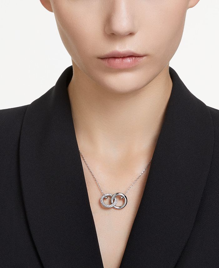 Swarovski Pavé Interlocking Loop Pendant Necklace, 15" + 2-3/4 ...