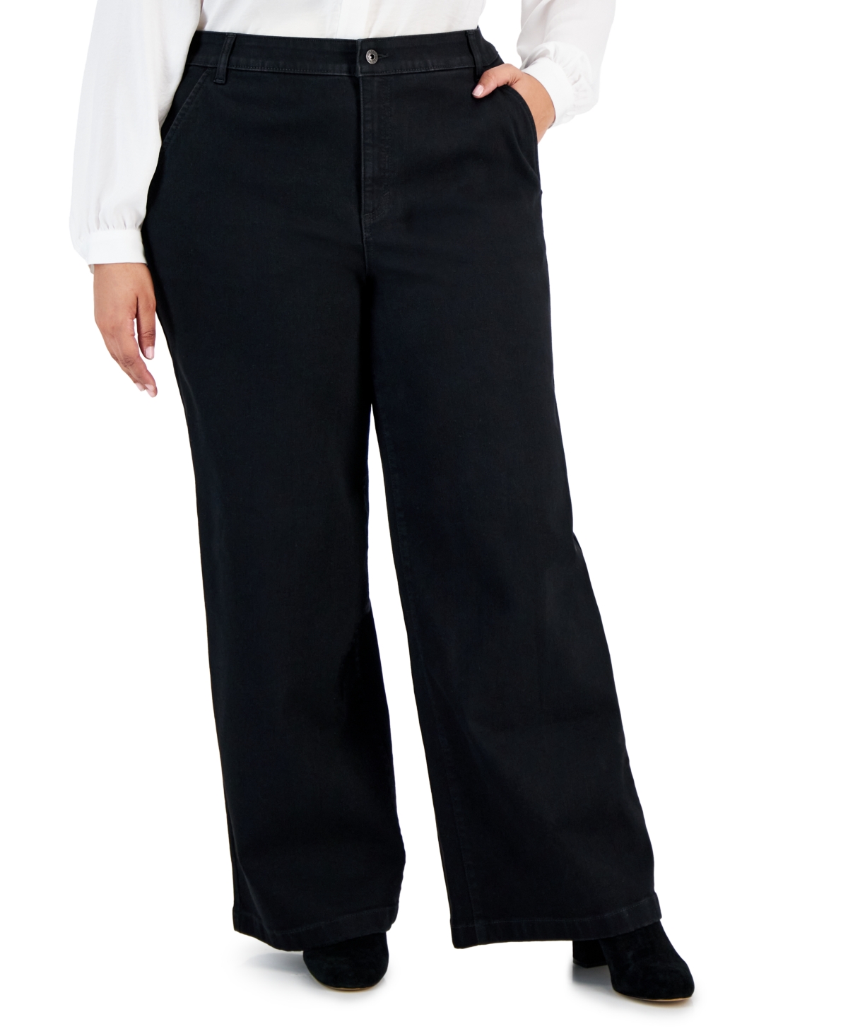 Click here for Style & Co Plus Size Wide-Leg High-Rise Jeans  Exc... prices