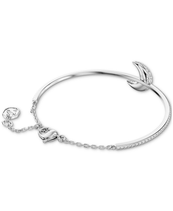 Swarovski Rhodium-Plated Pavé Moon Bangle Bracelet - Macy's