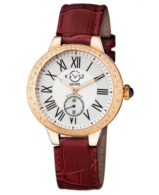 GV2 by Gevril Women's Astor Red Leather Watch 40mm - Macy's