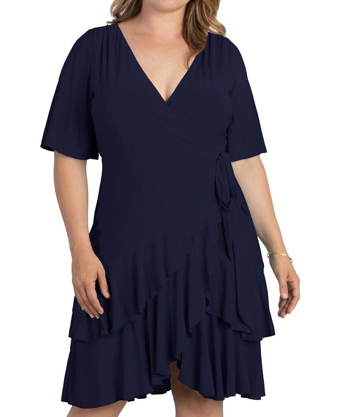 Kiyonna Plus Size Miranda Ruffle Wrap Dress - Macy's