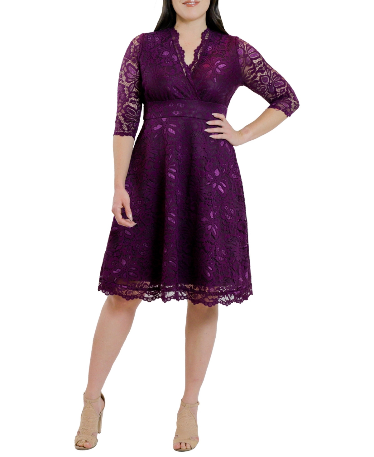 Click here for Kiyonna Womens Mademoiselle Lace Cocktail Dress wi... prices