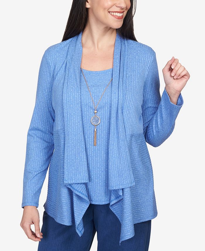 Alfred Dunner Women's Chelsea Market Melange Ribbed Long Sleeve Two in ...